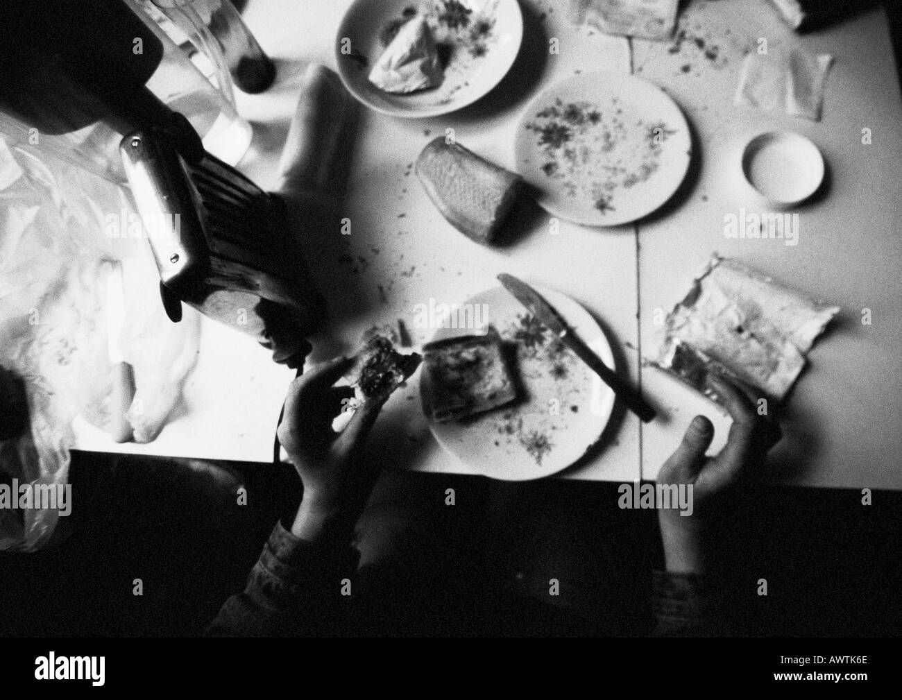 Food table from above Black and White Stock Photos & Images - Alamy