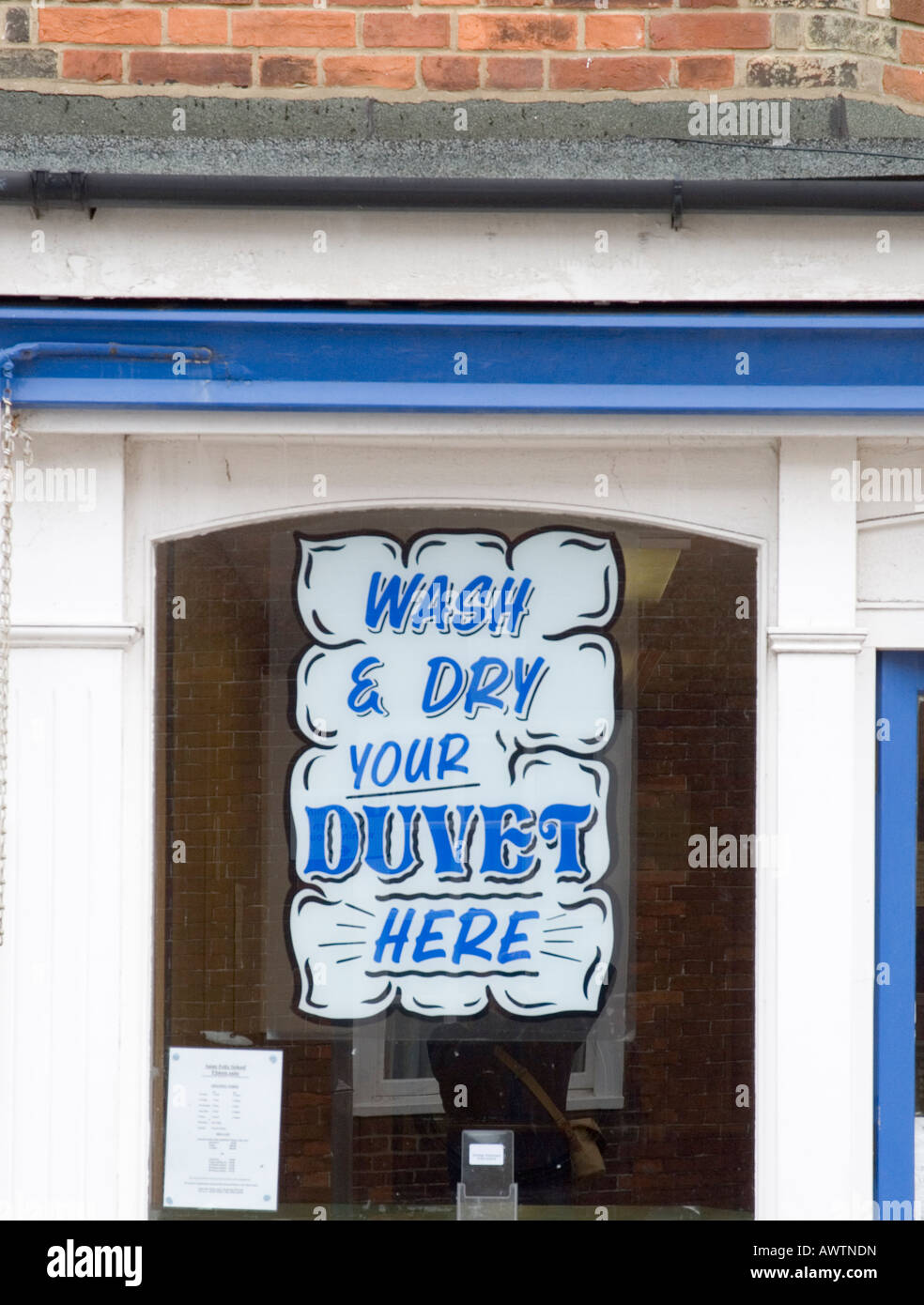 Wash & Dry Your Duvet Here Sign in uk Stock Photo - Alamy