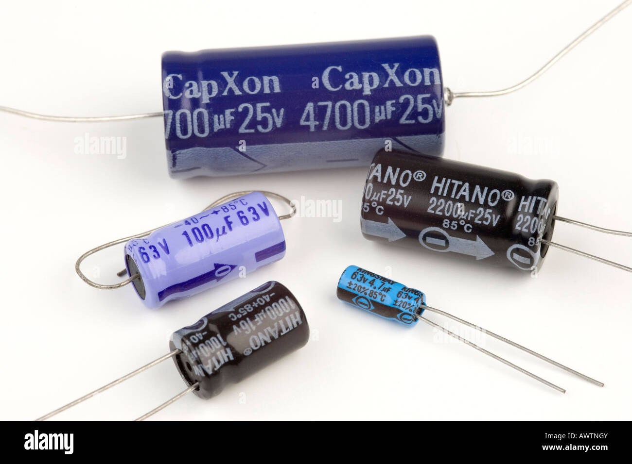 various electrolytic capacitors Stock Photo - Alamy