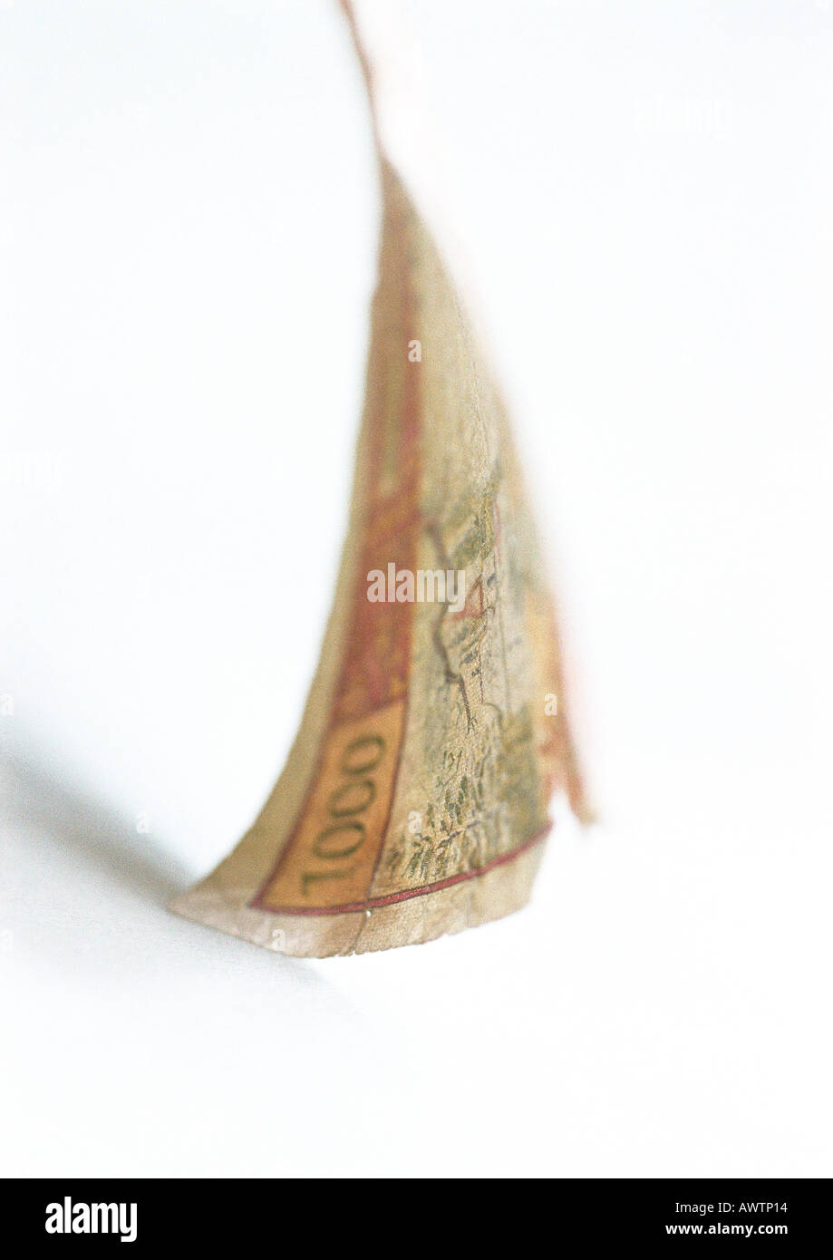 Torn banknote standing on end, close-up Stock Photo - Alamy