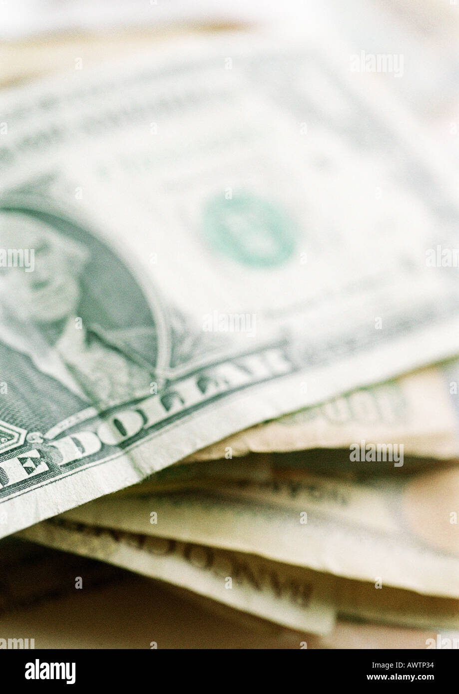 Loose stack of paper currency, close-up Stock Photo - Alamy