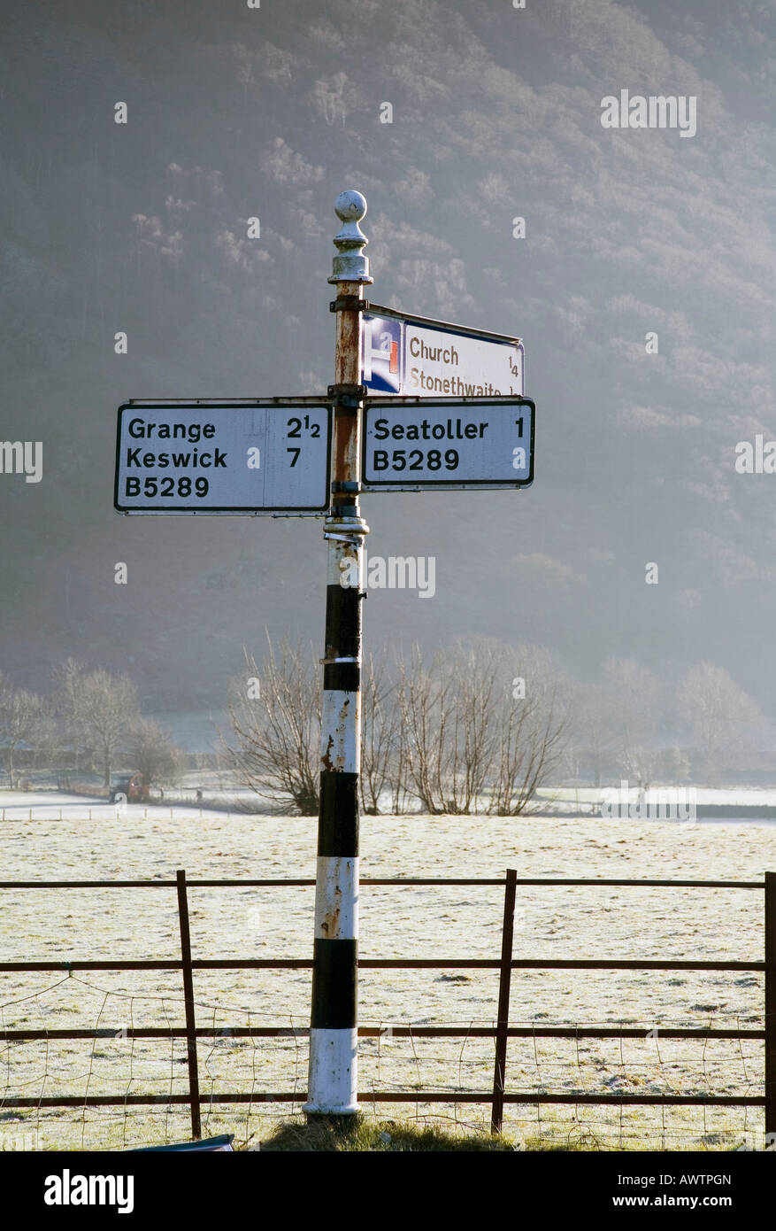 Black and White Metal Road Sign Post Longthwaite Borrowdale Sign for ...