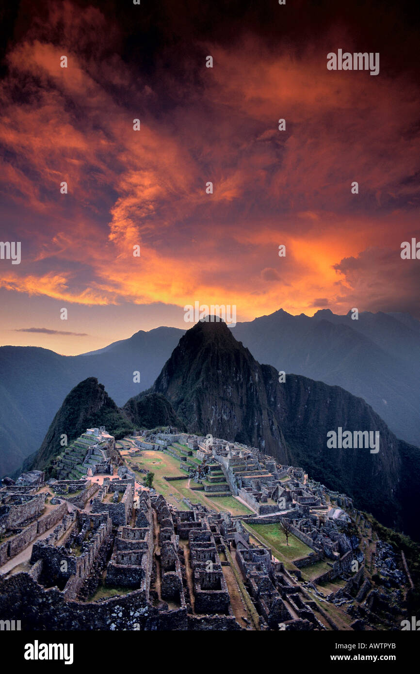 Sunset over Machu Picchu Peru Stock Photo - Alamy