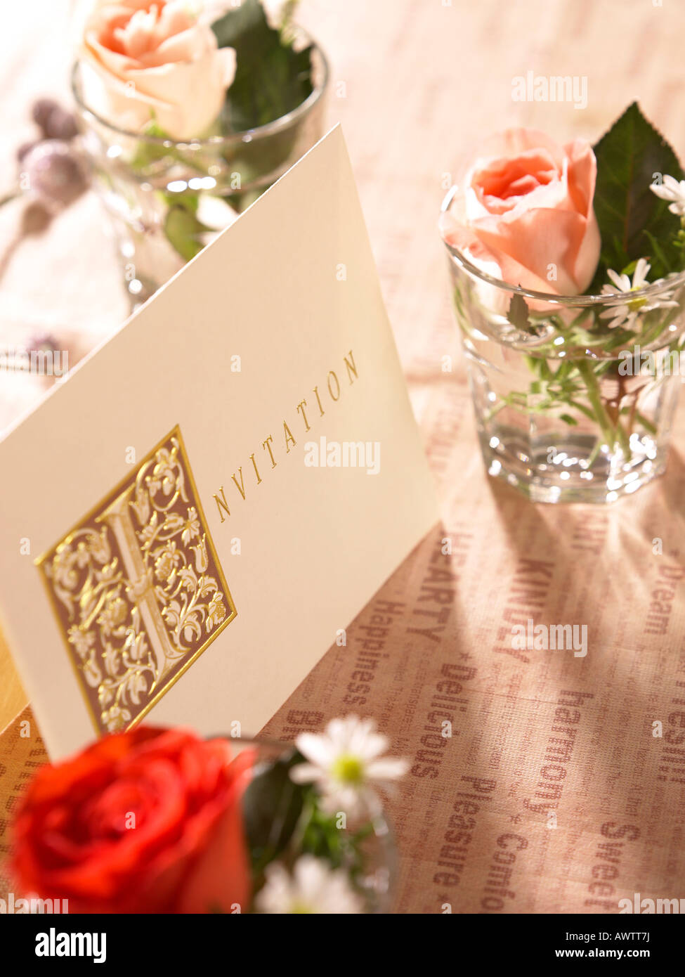 Invitation Card on the table Stock Photo - Alamy