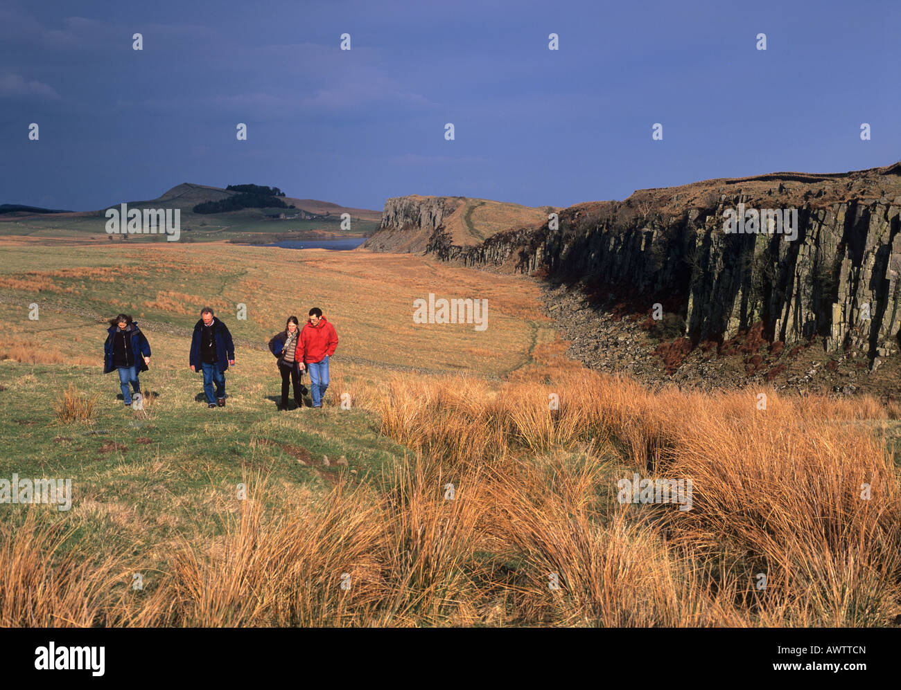 A family walk at Steel Rigg, a popular location on Hadrian's Wall ...