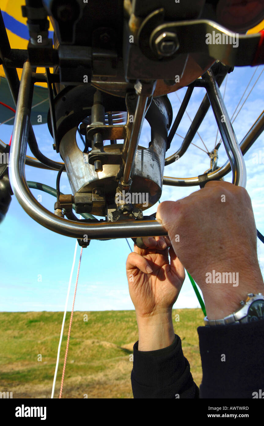 Hands on propane gas control, hot air balloon, Hawkes Bay new Zealand ...
