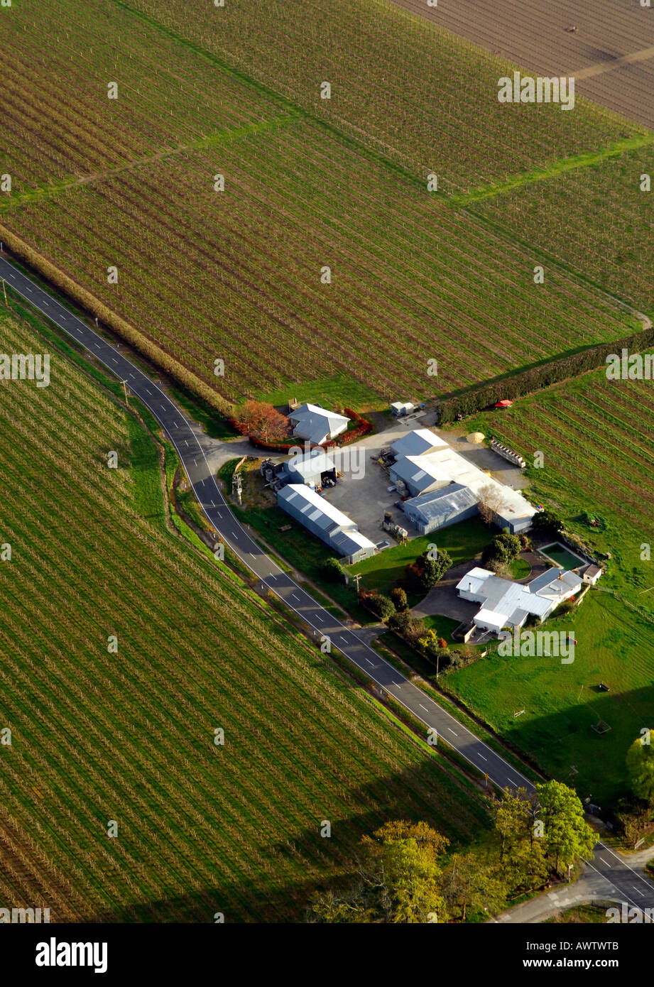 New Zealand Hawkes Bay, farms and farming country from from a hot air ...