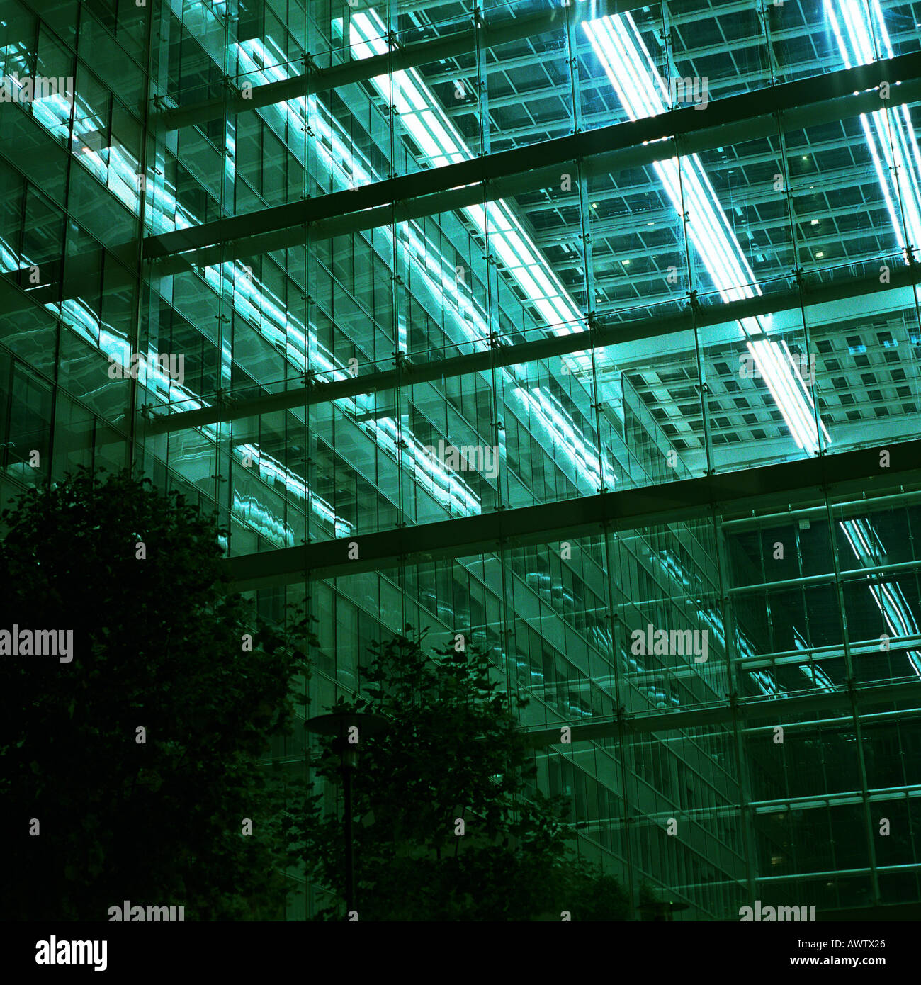 Office lights at night Stock Photo - Alamy