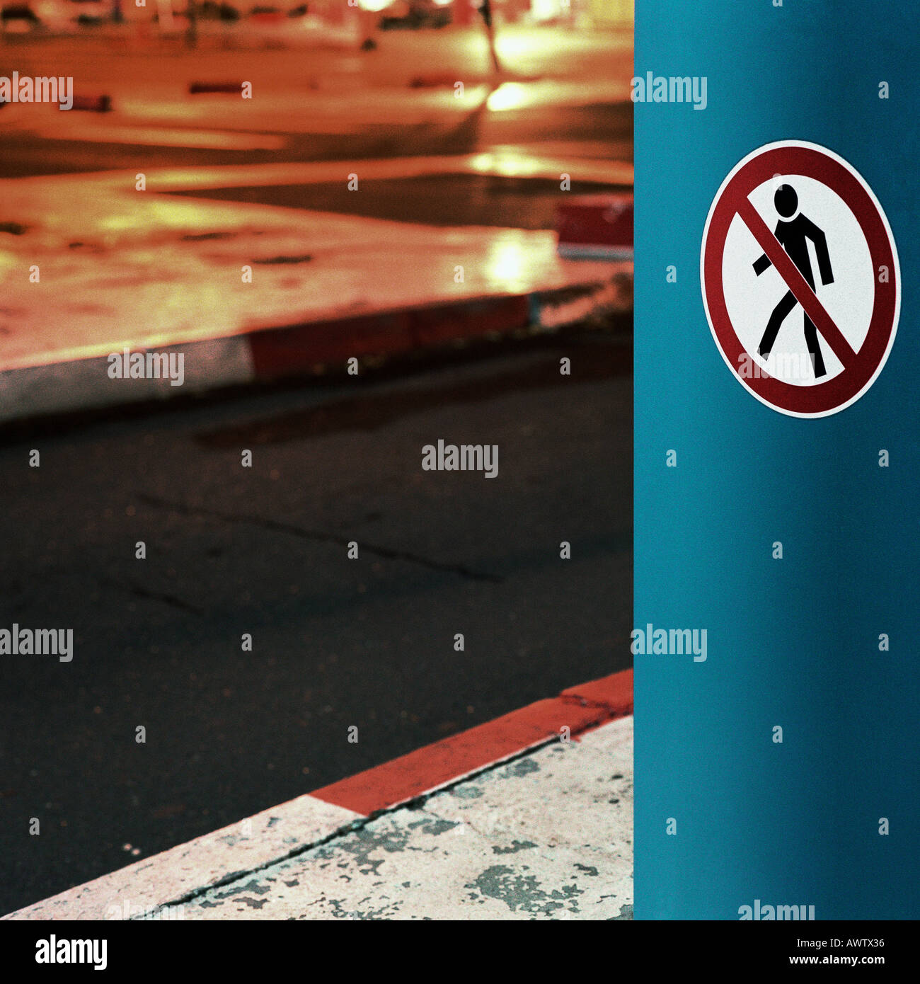 No pedestrian sign, night Stock Photo - Alamy