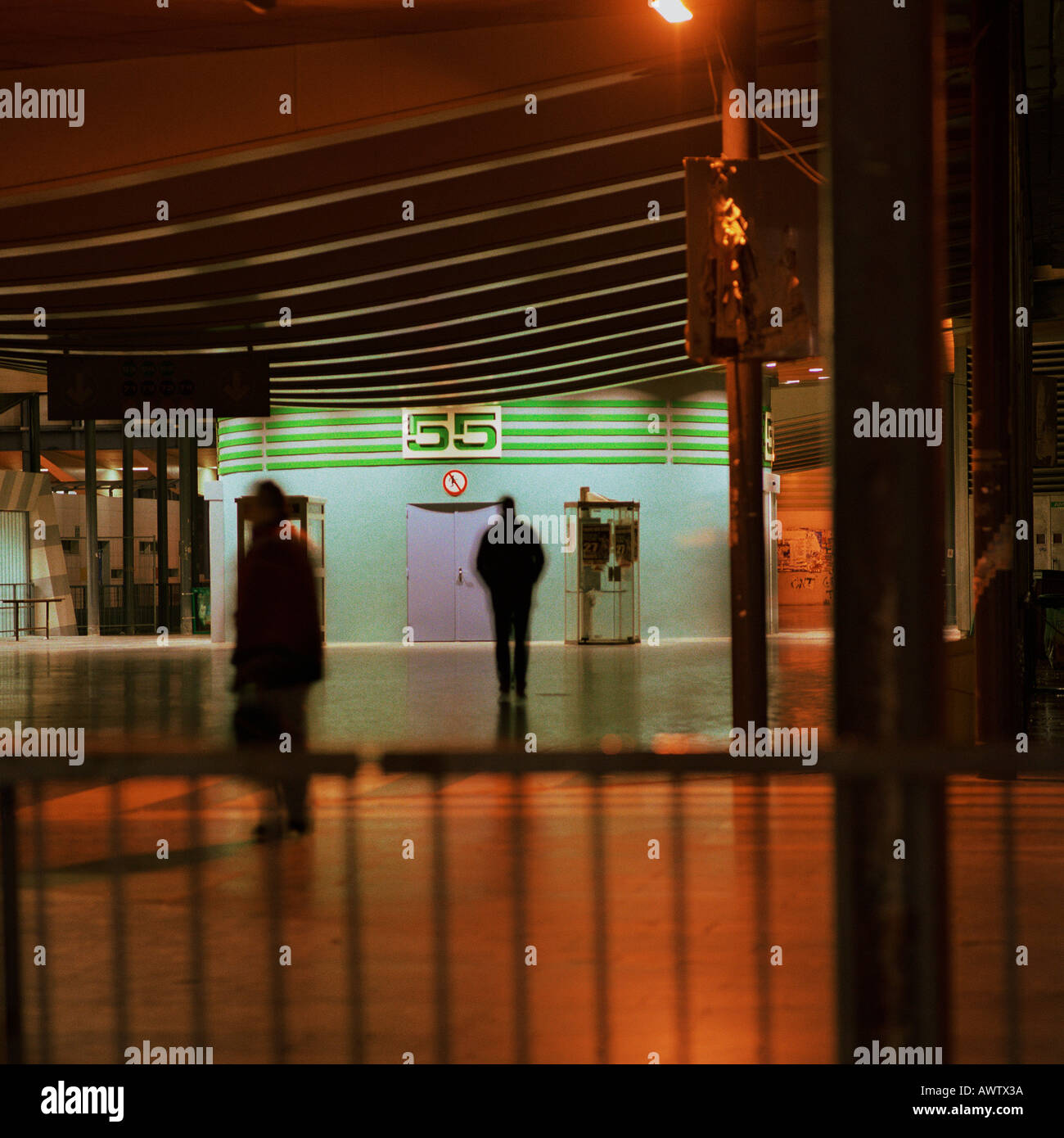 Hallway in train station at night Stock Photo - Alamy