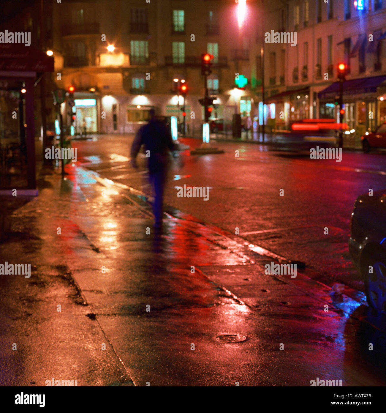 Downtown Uptown Street Scene Night City Lights Urban Buildings High ...