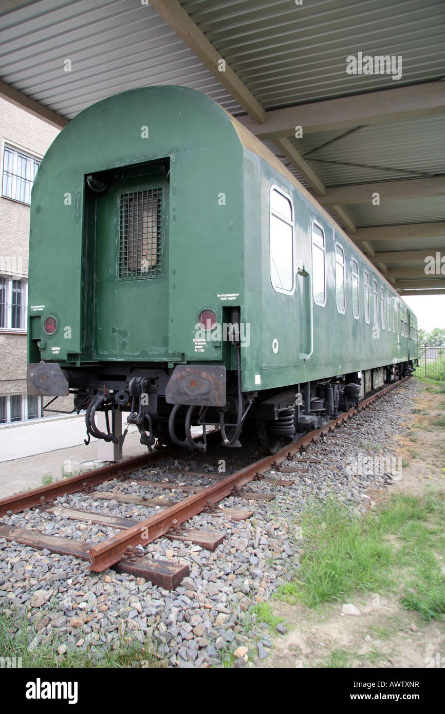A Secret Police train carriage used to transport prisoners on display ...