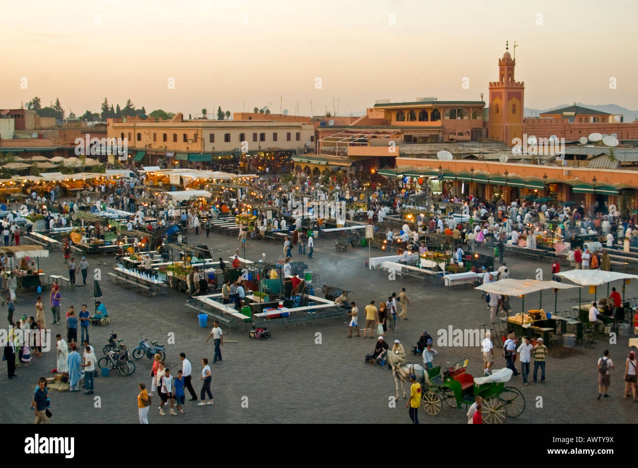 Horizontal wide angle cityscape of the hustle and bustle in the main ...