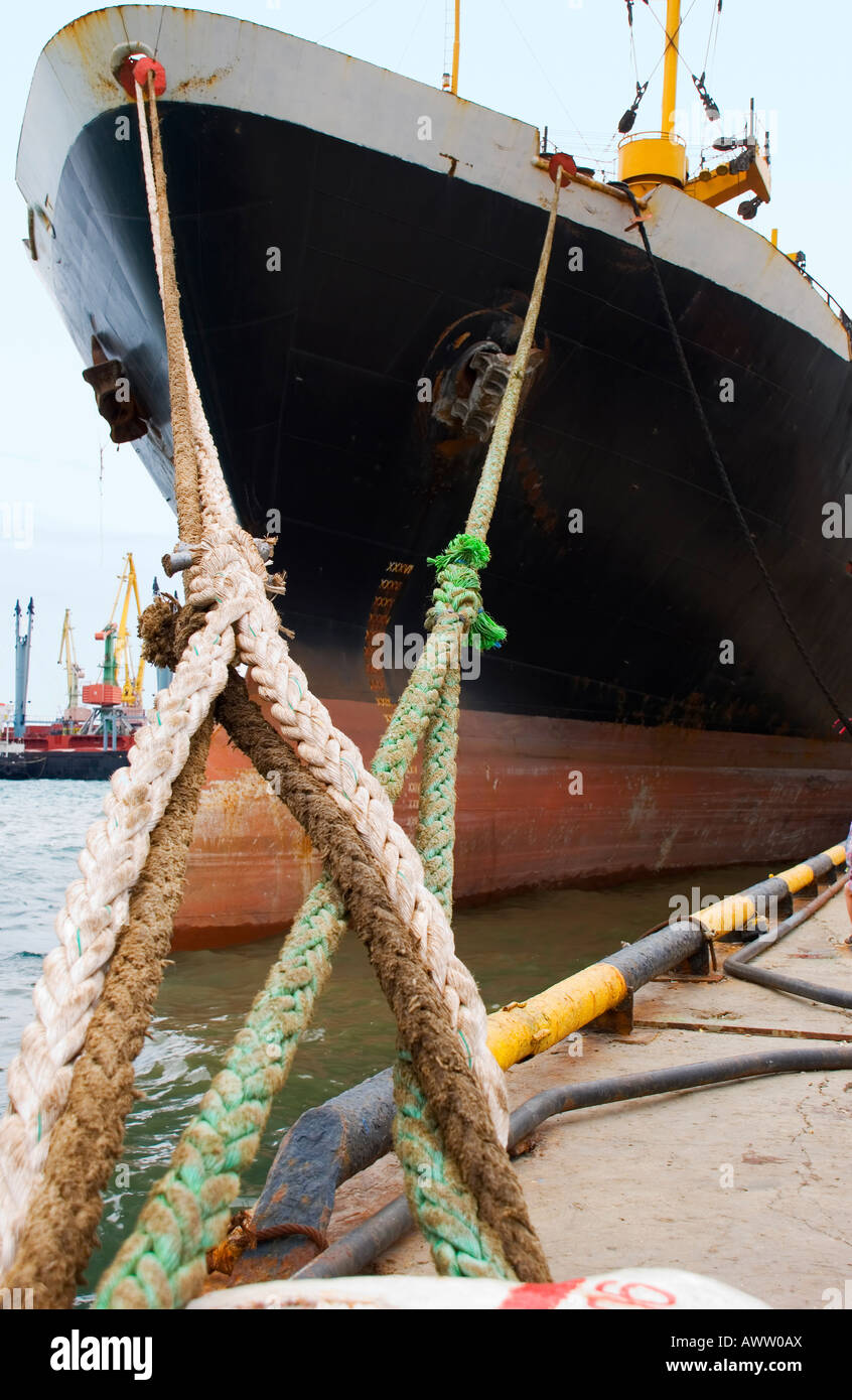 The big cruiser moored in sea to port Stock Photo - Alamy