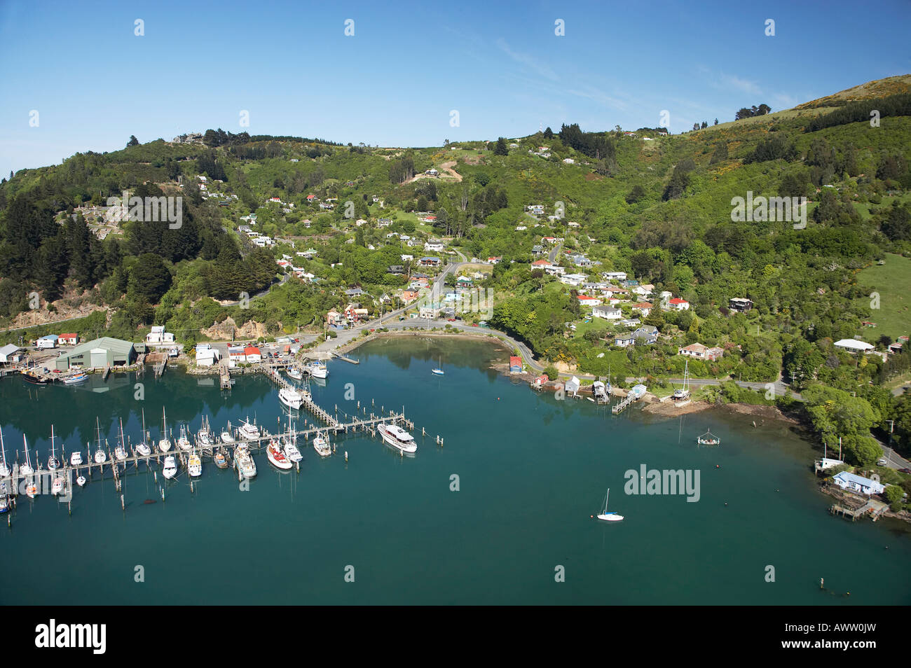 Careys Bay Otago Harbour Dunedin South Island New Zealand aerial Stock ...