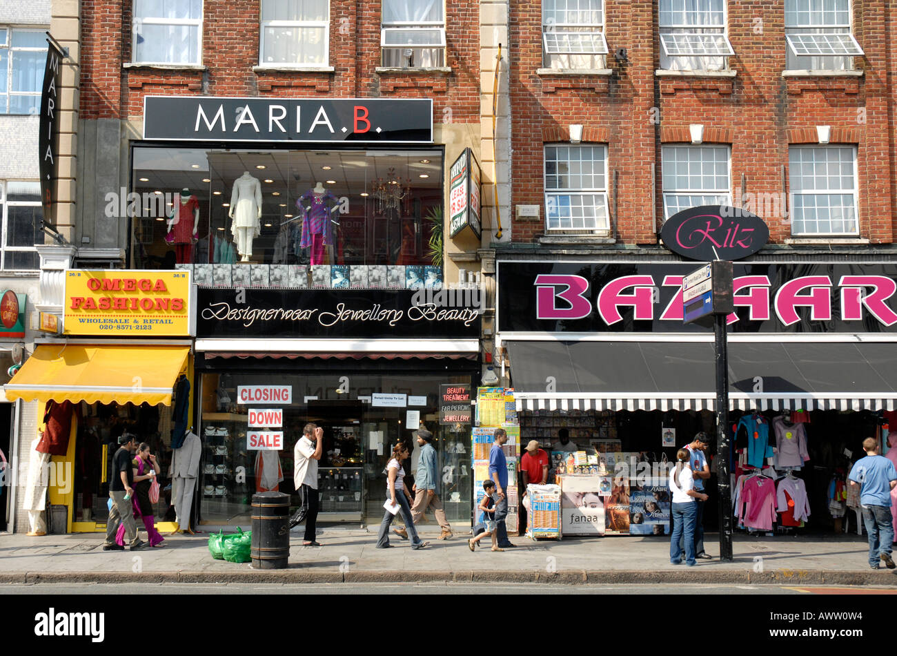 Street scene of people shopping in Southall Middlesex Stock Photo - Alamy