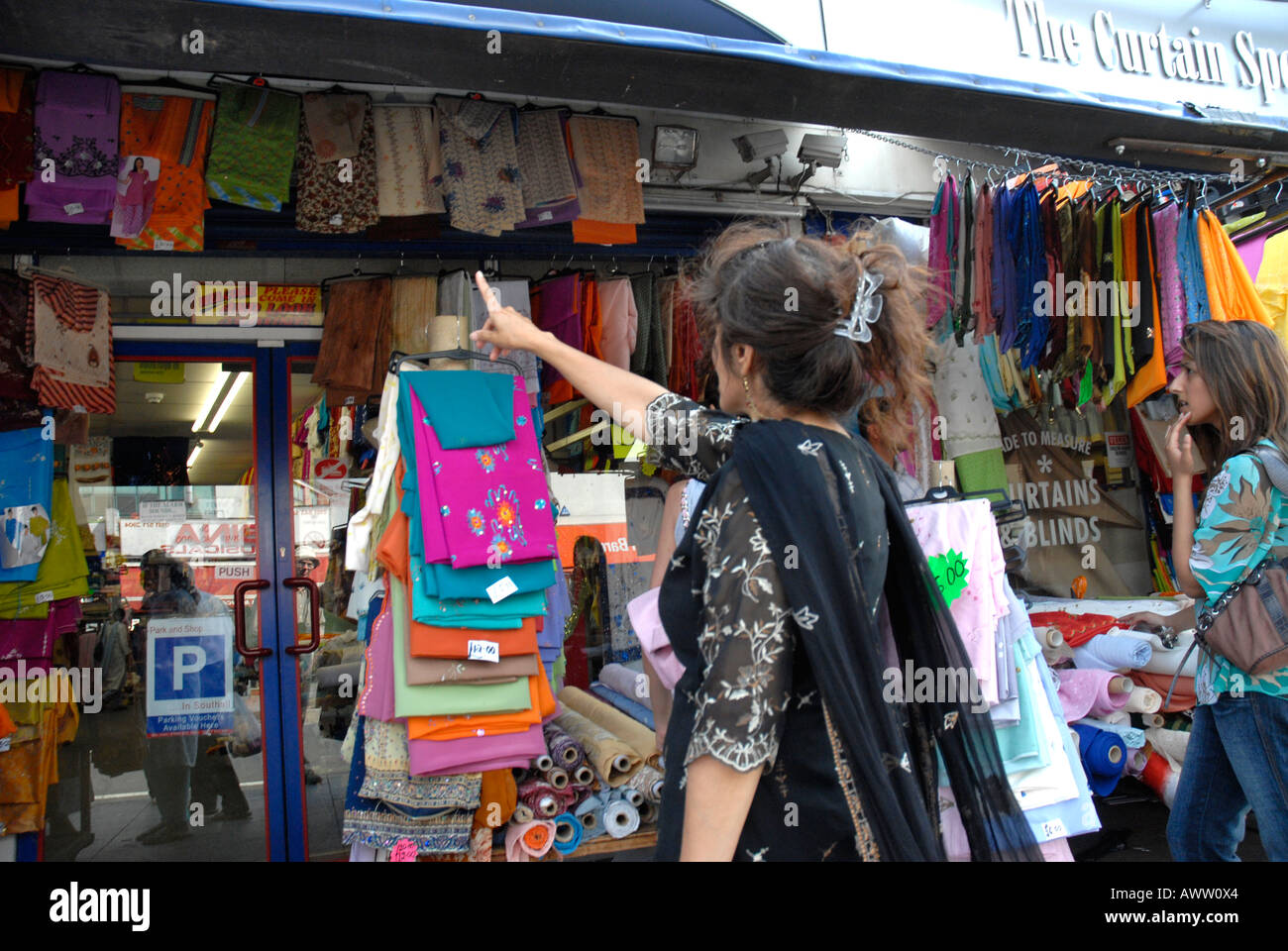 Sari material shop in Southall Middlesex Stock Photo - Alamy