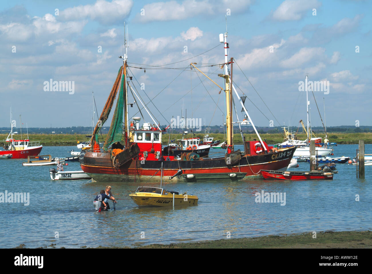 Mersea island fishing boat moored in the Strood Channel close to the ...