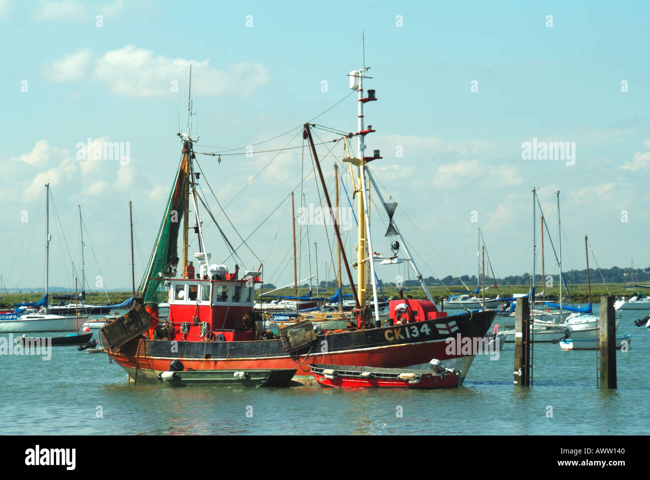 West Mersea fishing boat moored in the Strood Channel close to the ...