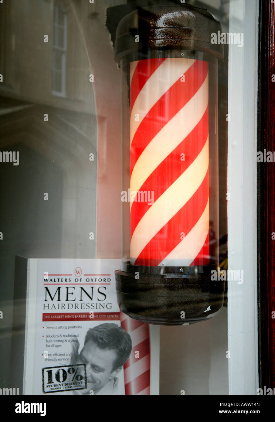 Barber's shop window display in Oxford Stock Photo - Alamy