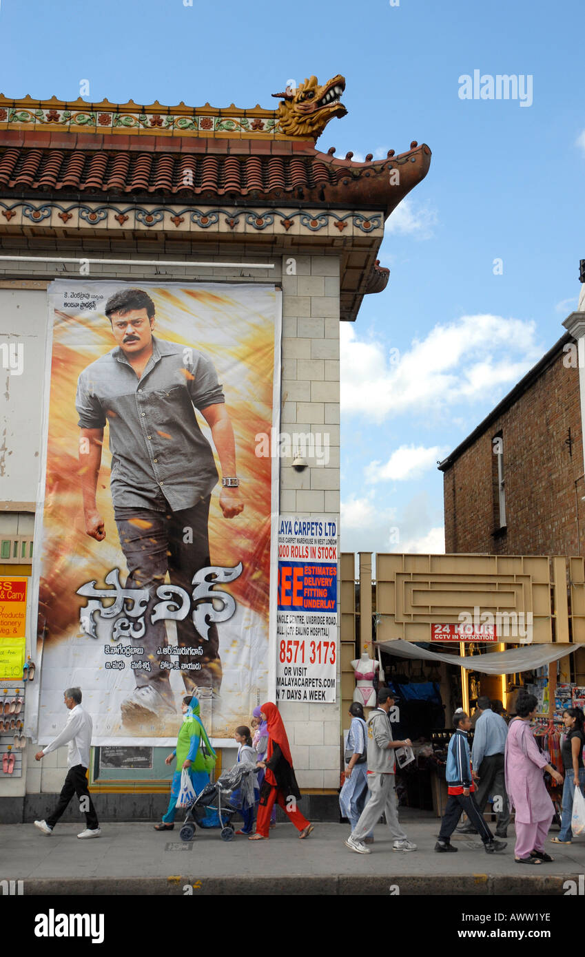 Poster for a Bollywood film outside a cinema in Southall Middlesex ...