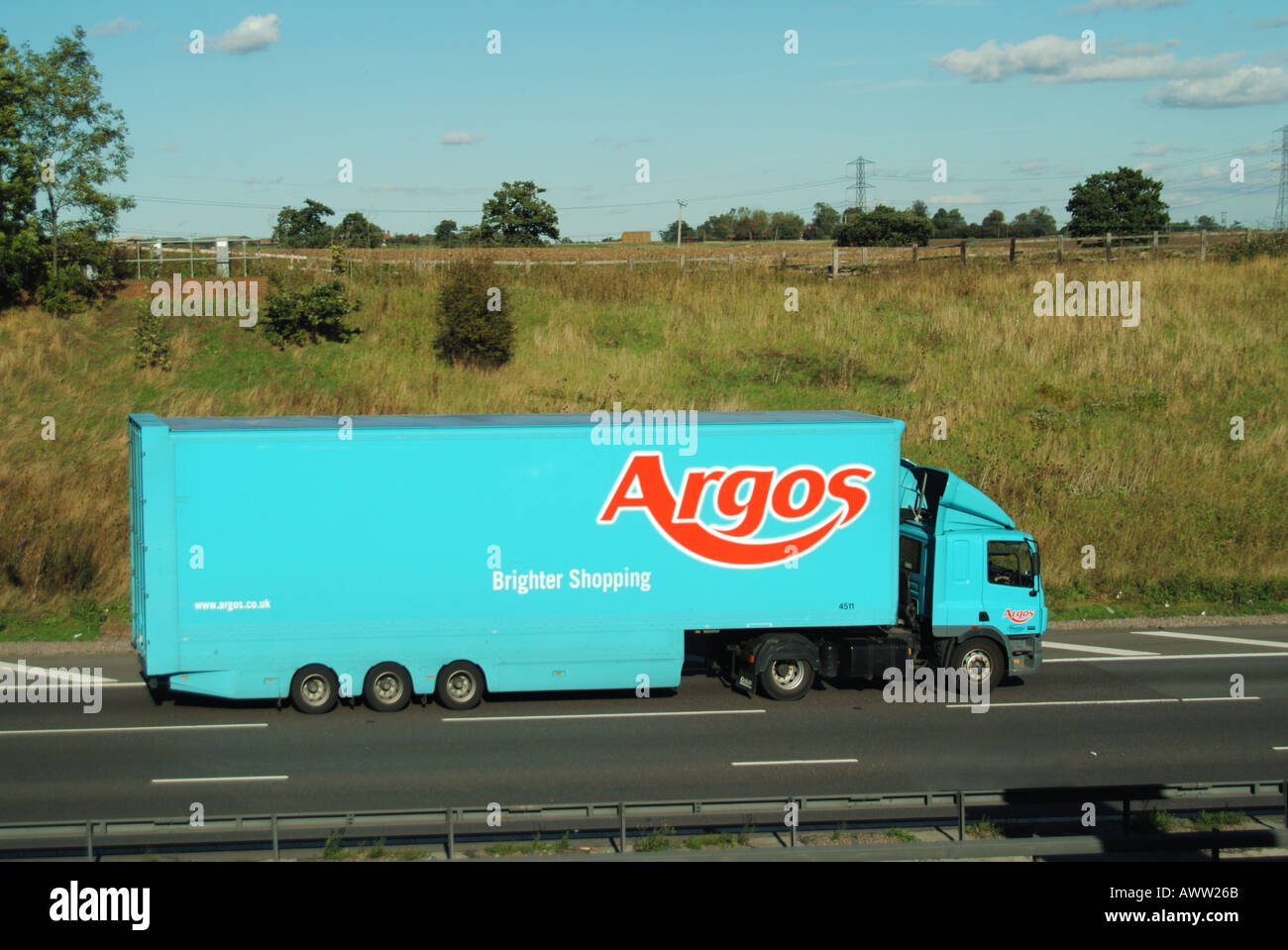 Side view Argos brand catalogue retail business HGV lorry truck driver ...