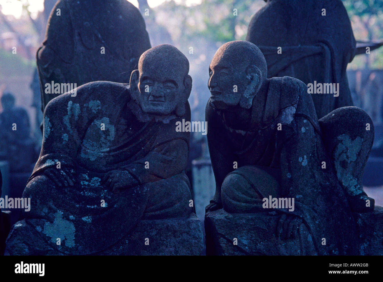The 500 Disciples of Budda of stone images at Kitain Temple in Kawagoe ...