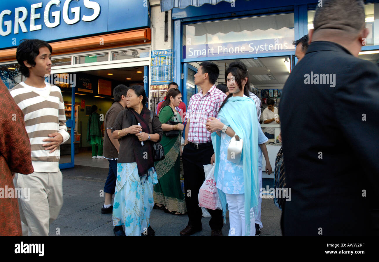 Street scene of people shopping in Southall Middlesex Stock Photo - Alamy