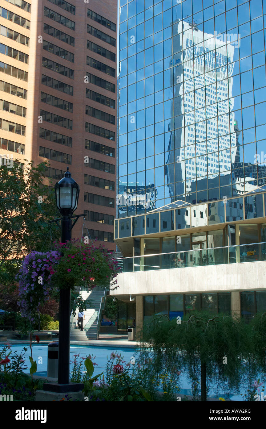 New high-rise office blocks of glass and steel in Calgary Alberta ...
