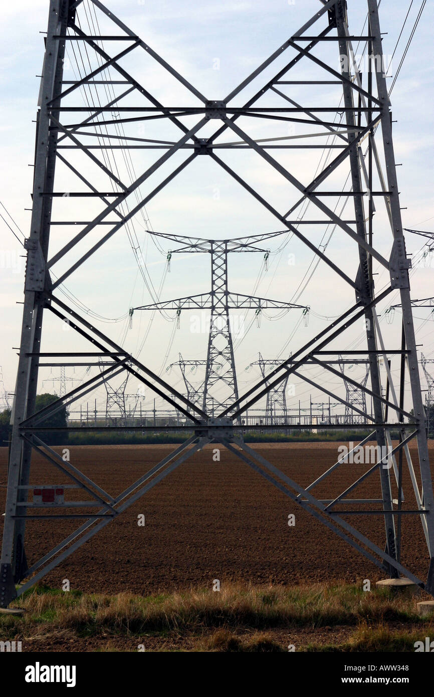 electricity pylon pilon somewhere in france Stock Photo - Alamy