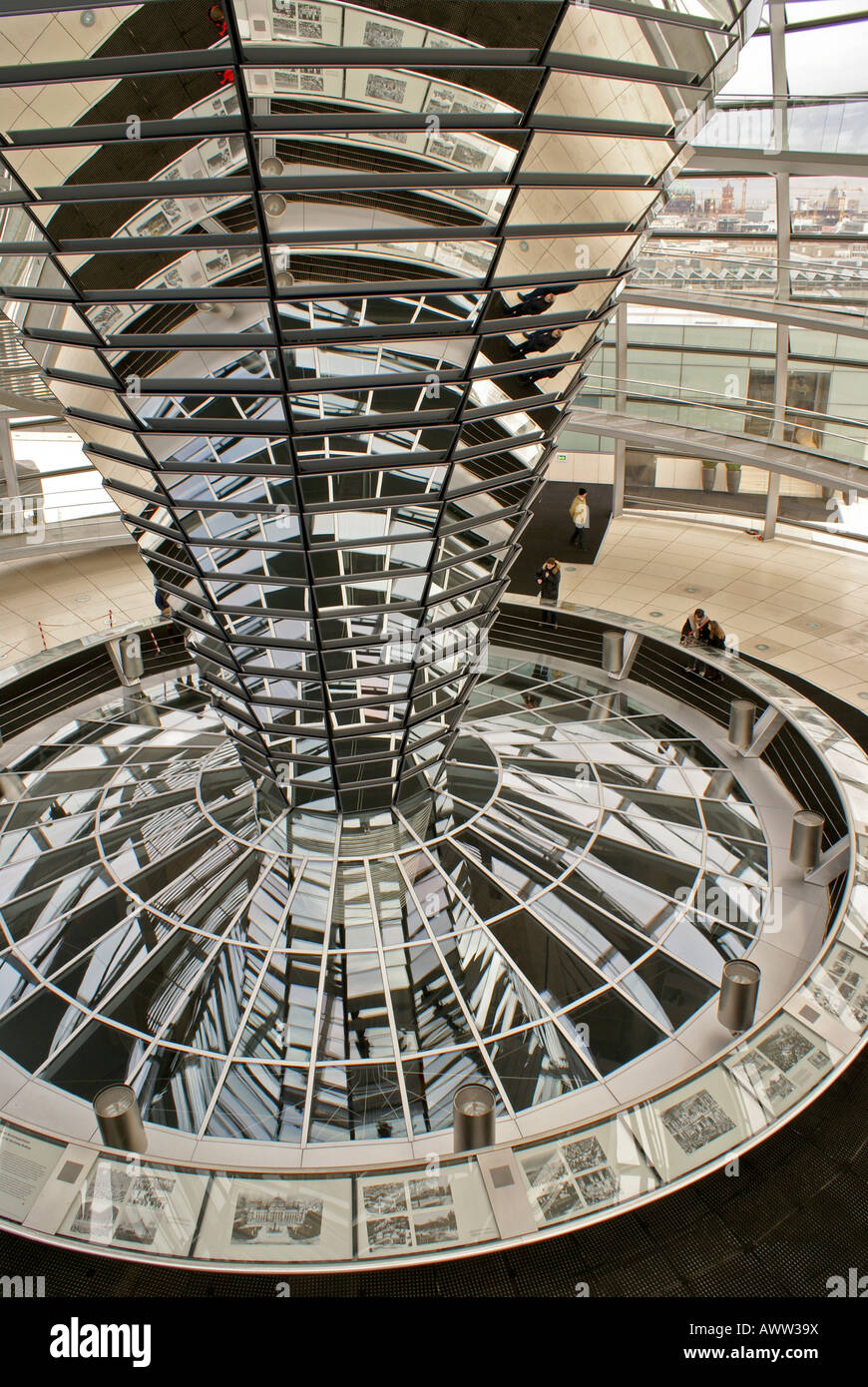Mirrored cone inside the Reichstag Dome, in the german parlament ...