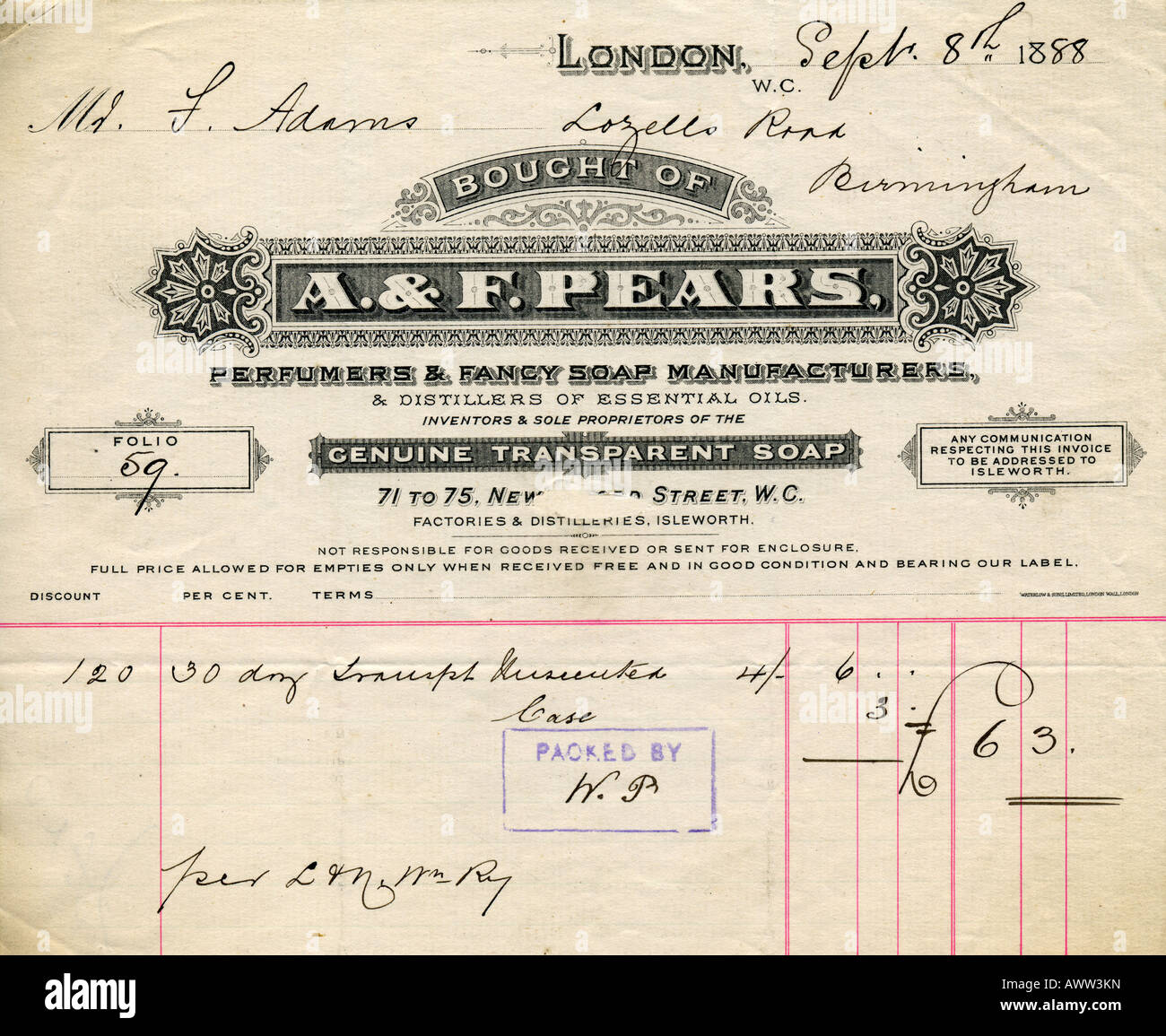 1888 victorian old invoice 1880s hi-res stock photography and images ...
