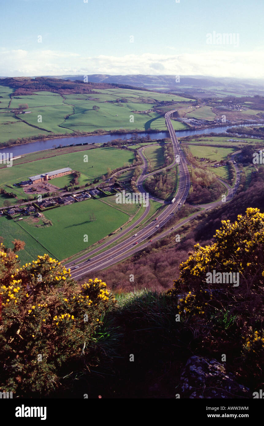 river tay from kinnoull hill perth M90 motorway link scotland uk gb ...