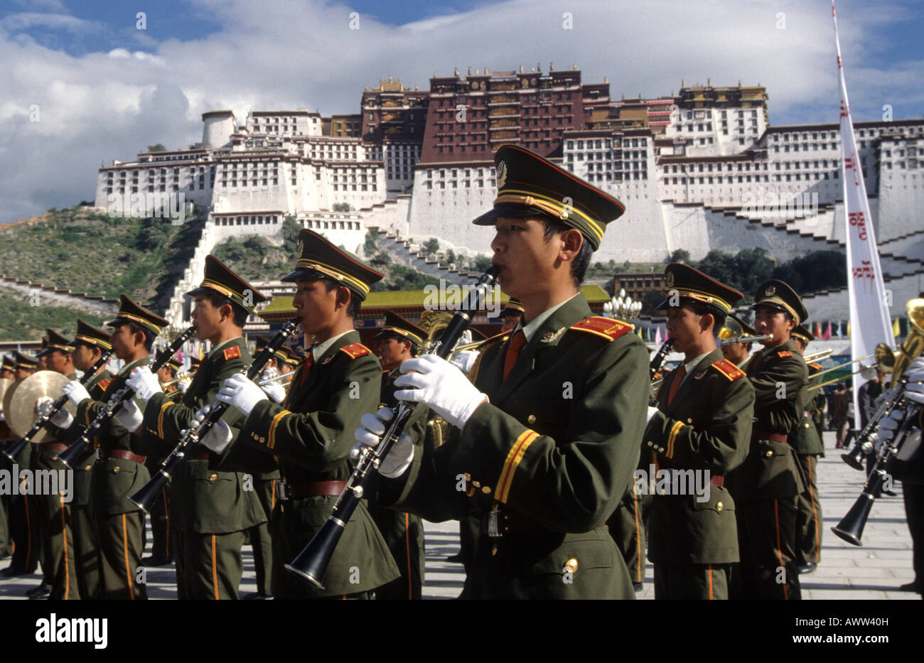 PLA soldiers perform in front of Potala Palace during a ceremony in ...
