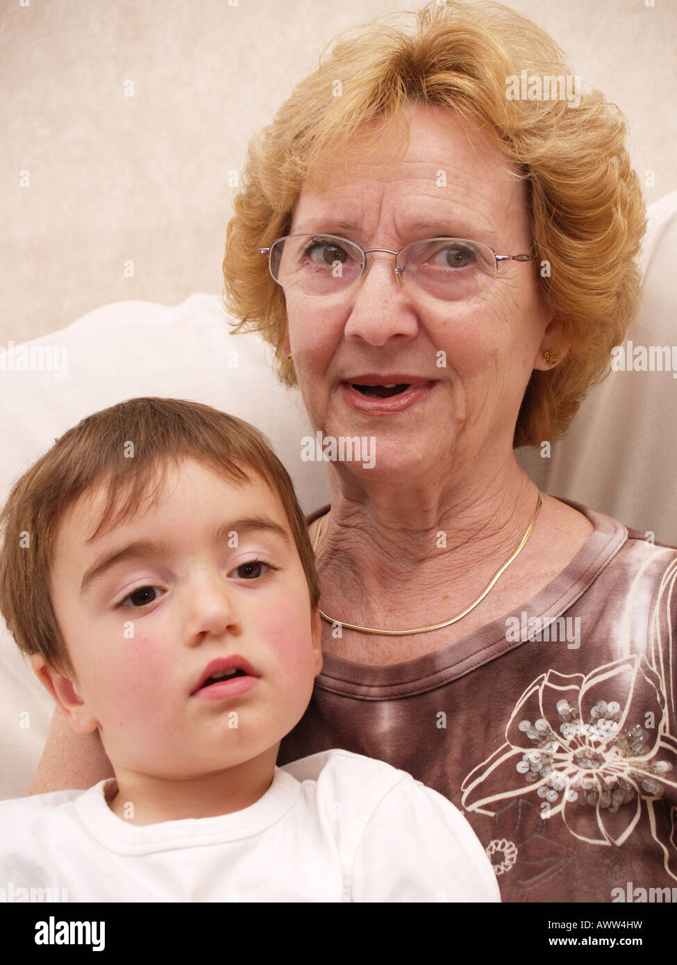 happy family grandmother grandma grandson toddler home secure love ...