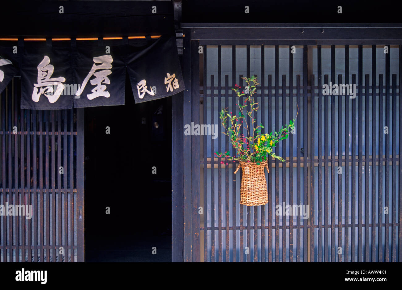 The entrance of the Japanese tourist home at Kisoji of Nagano Japan ...