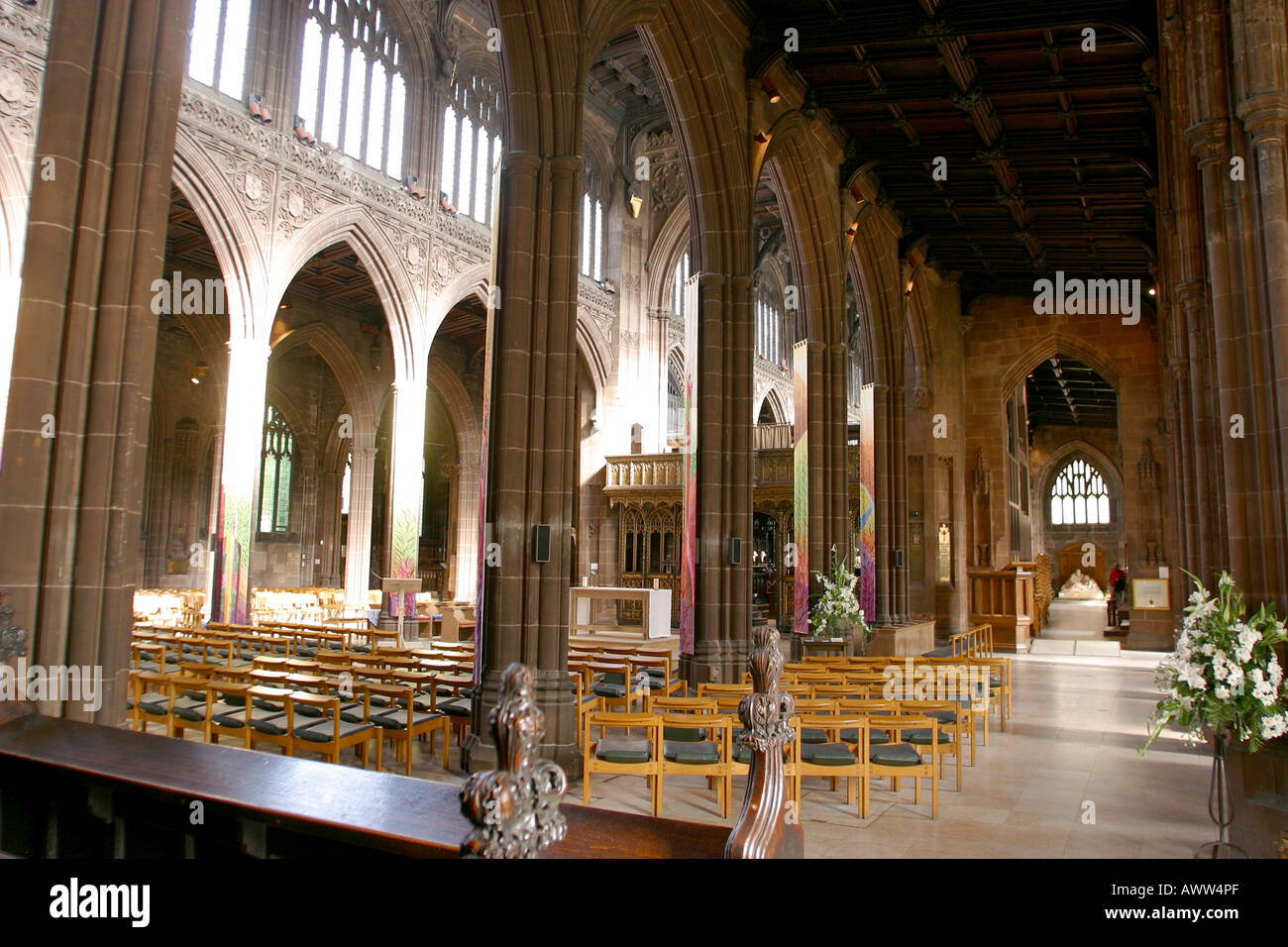 Manchester Millennium Quarter Cathedral interior Stock Photo - Alamy