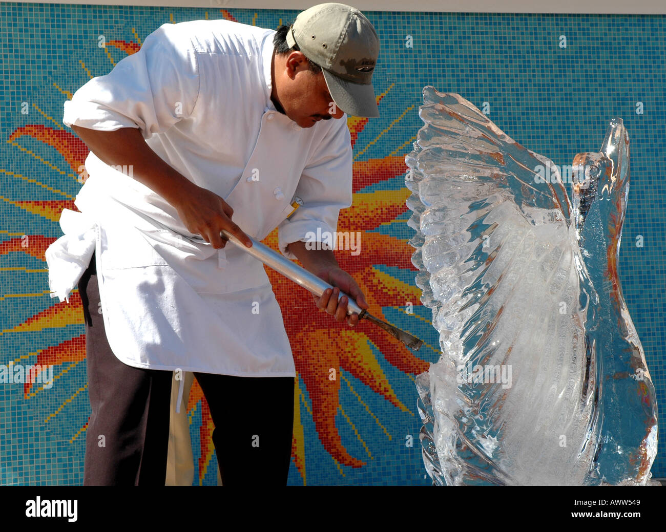Cruises ice carving demonstration Stock Photo - Alamy