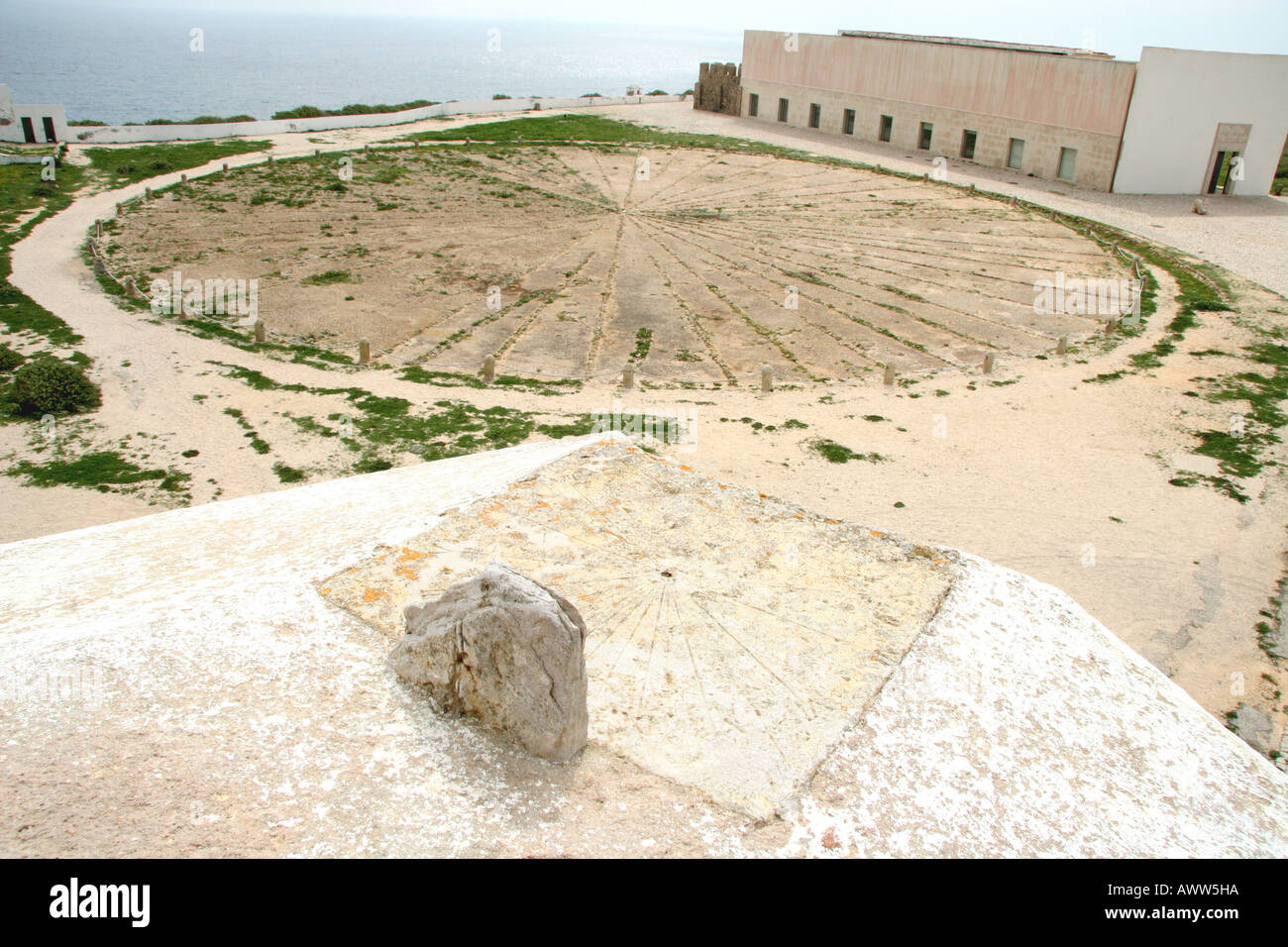 15th century wind compass, Ponta de Sagres, Algarve, Portugal Stock ...