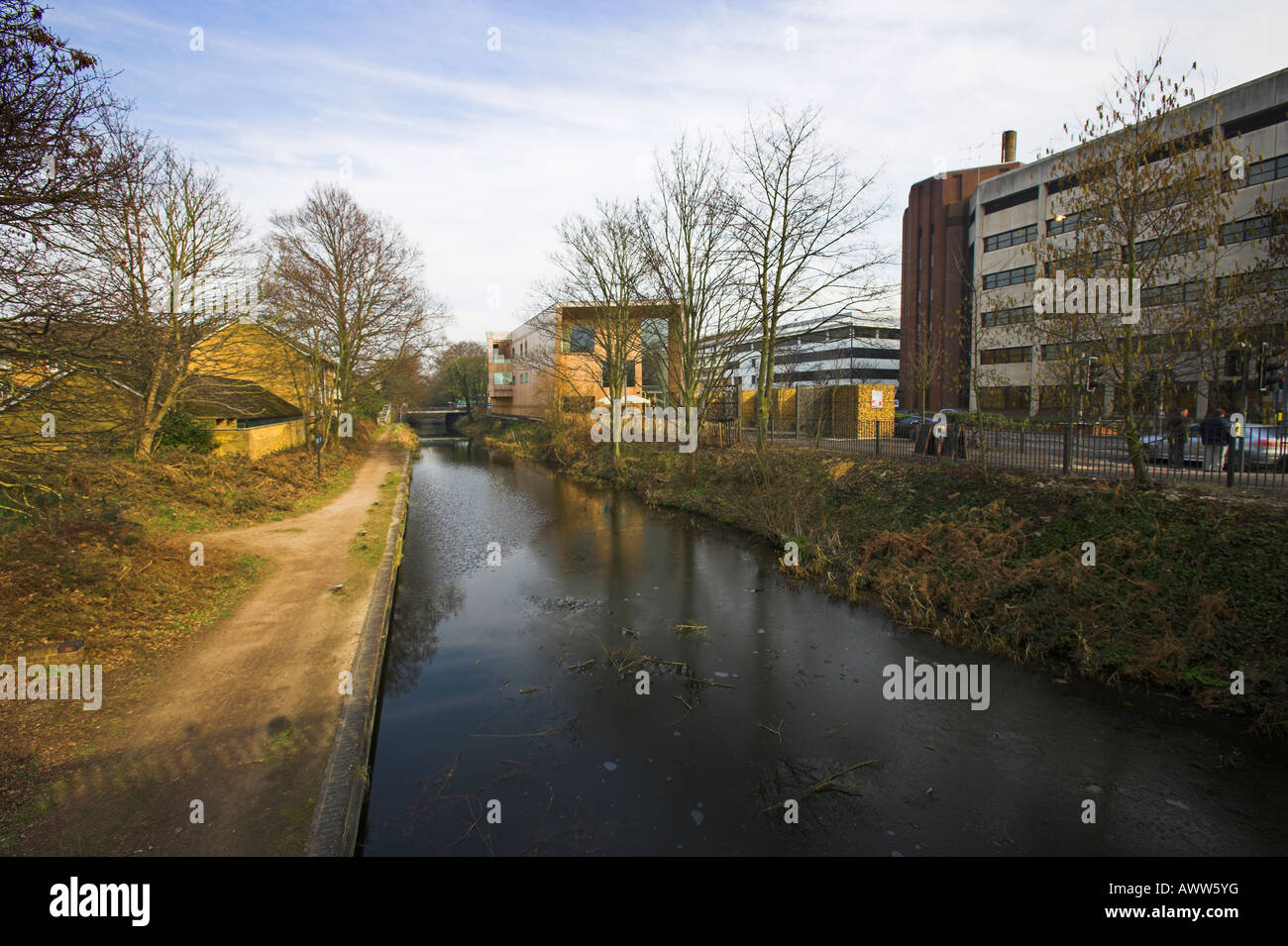 The Light Box Art Gallery River Wey Woking Surrey UK footpath towpath ...