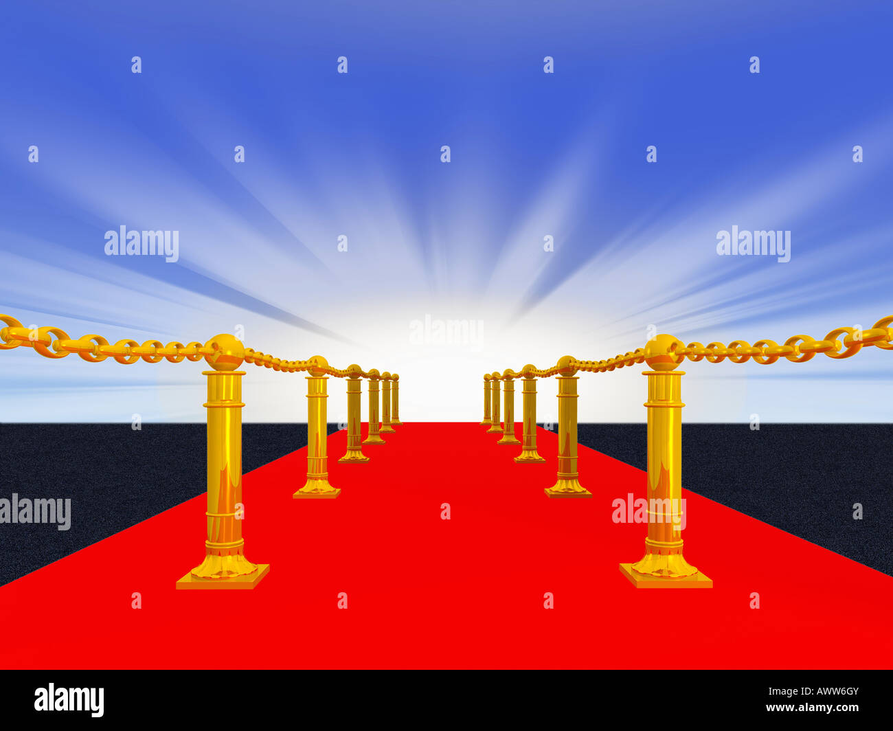 Way to glory Way to glory A red path with gold columns conducting to ...