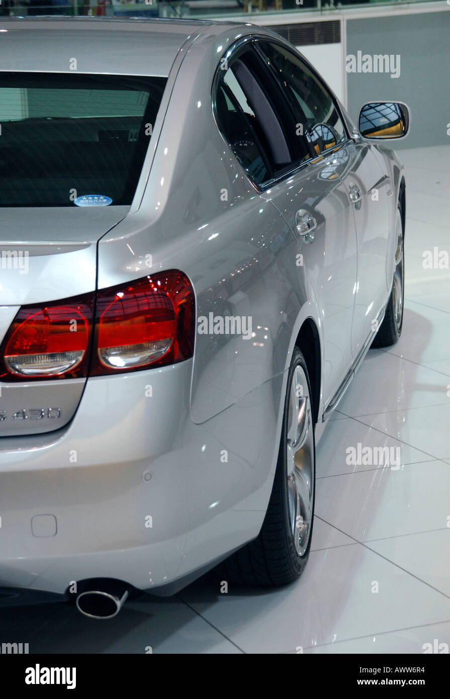 Silver Lexus GS 430 car at Toyota's Odaiba Technology & Design Showcase ...