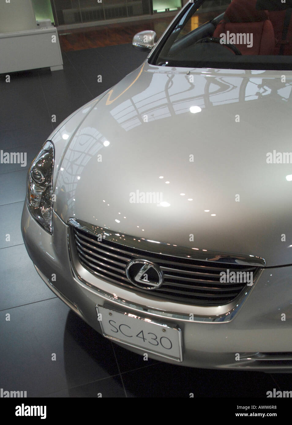 Silver Lexus SC 430 convertible car at Toyota's Odaiba Technology ...