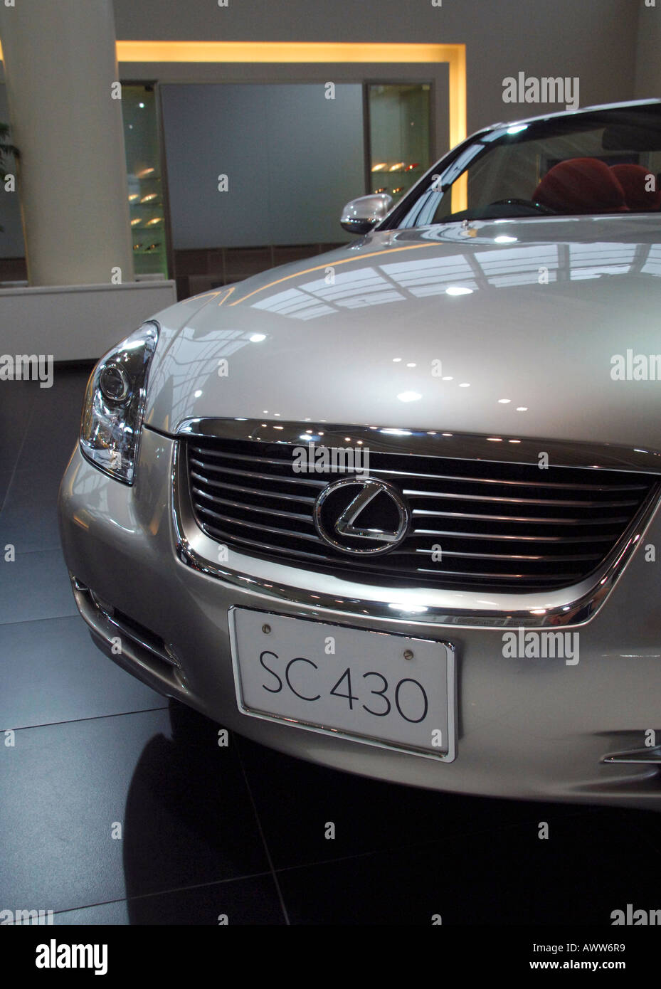 Silver Lexus SC 430 convertible car at Toyota's Odaiba Technology ...