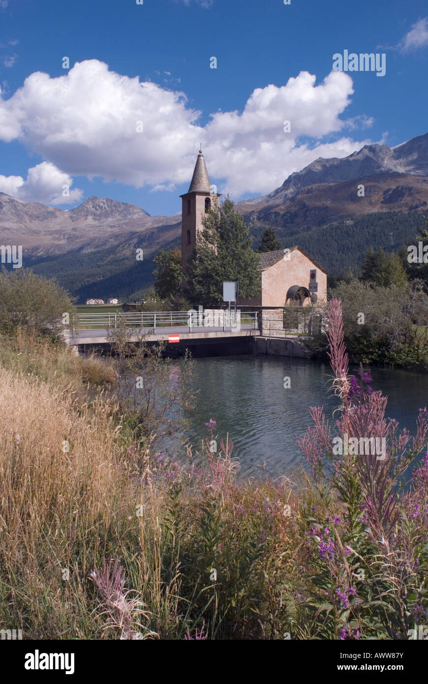 Village sils maria lake sils hi-res stock photography and images - Alamy