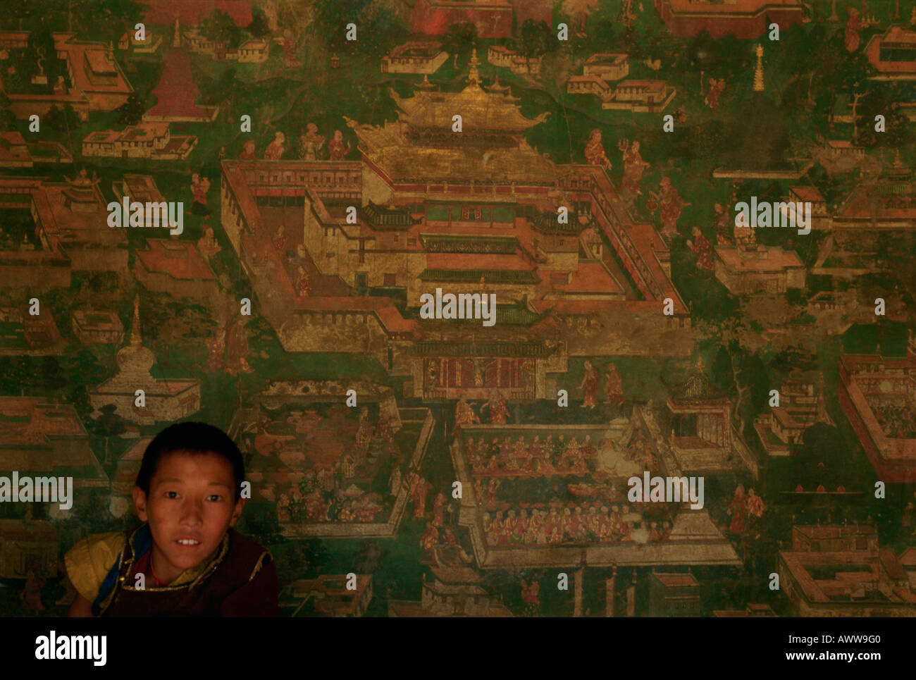 Wall painting in the Samye Monastery near Tsethang Tibet Stock Photo ...