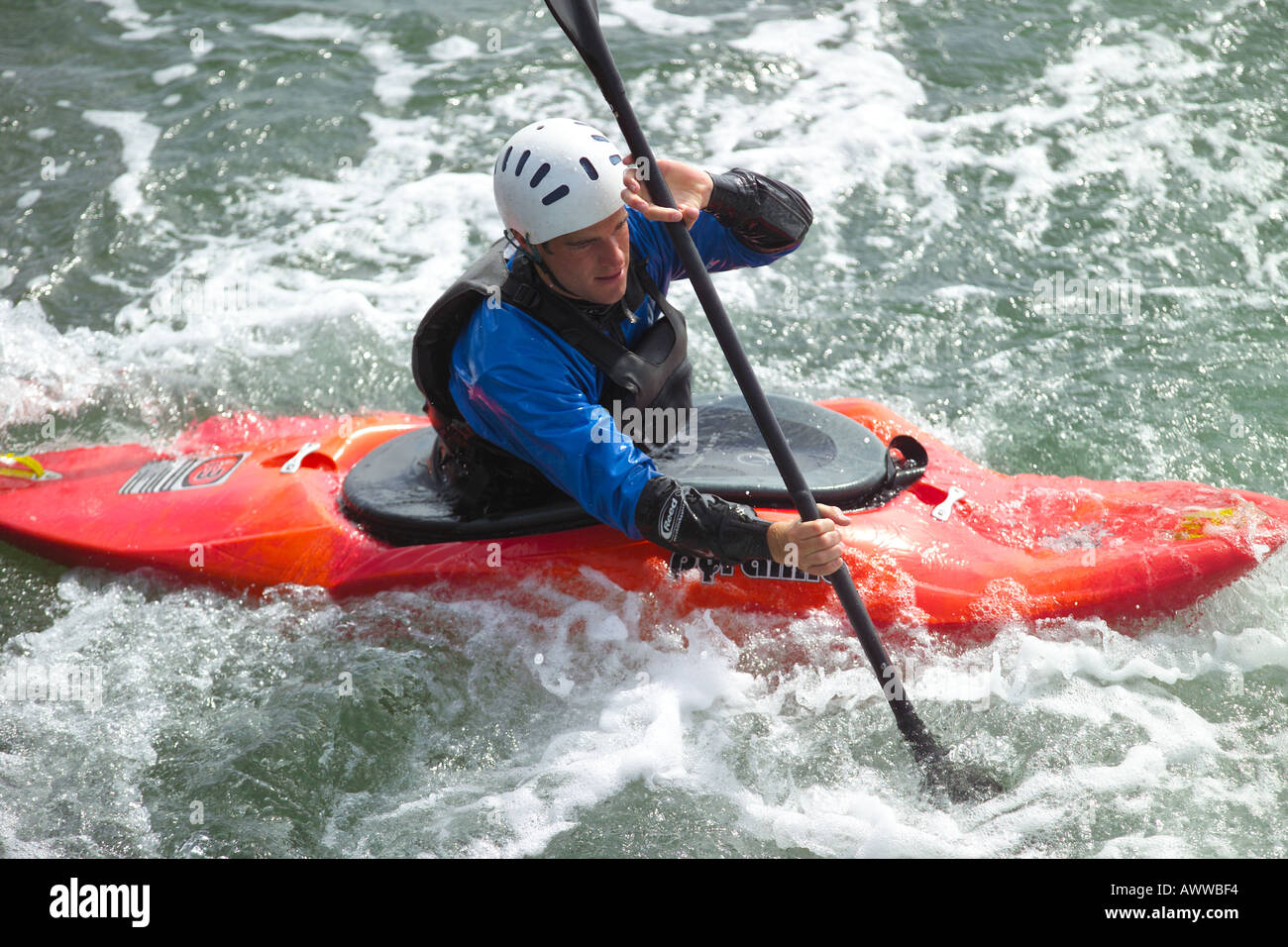 White Water Kayaking Four Mile Bridge Anglesey North West Wales Stock ...