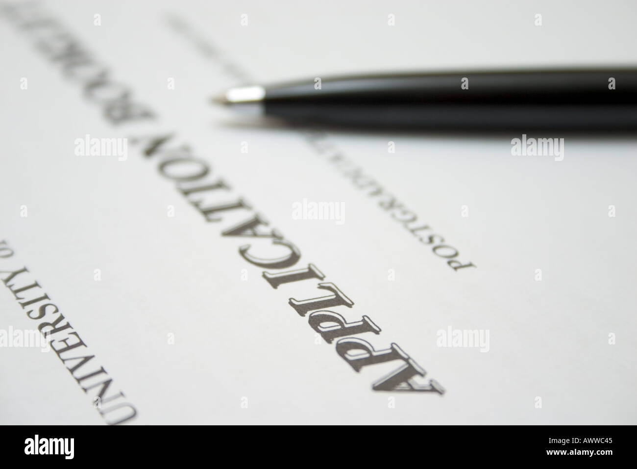 application form for university admission with pen Stock Photo - Alamy