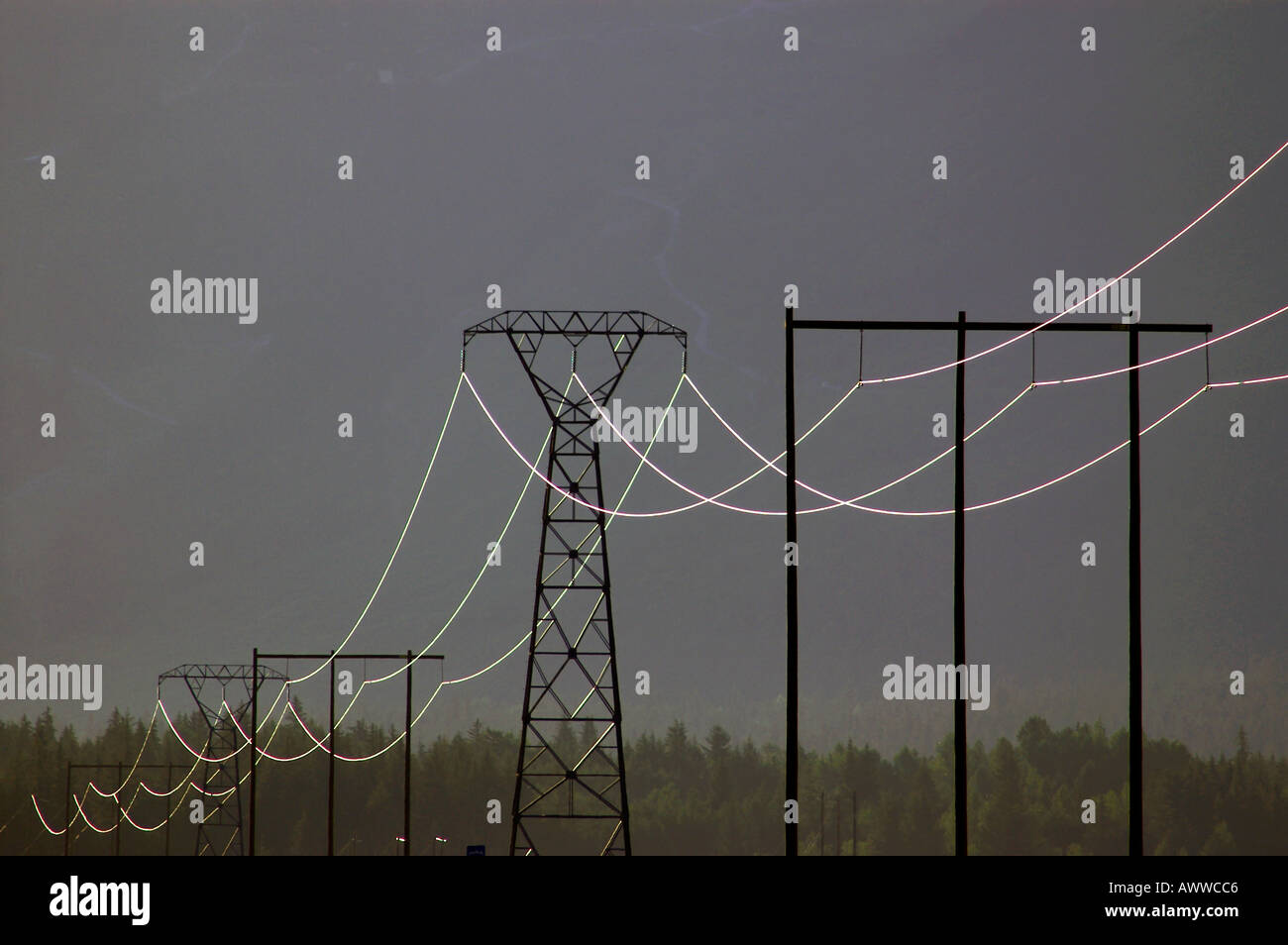 telephone wires Alaska Stock Photo - Alamy