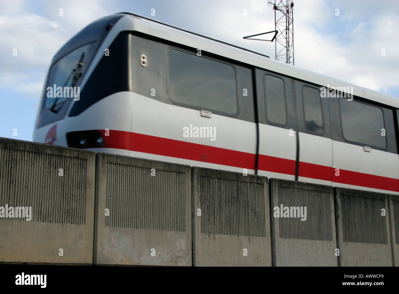 light rail transit overhead city train transportation Slight motion ...